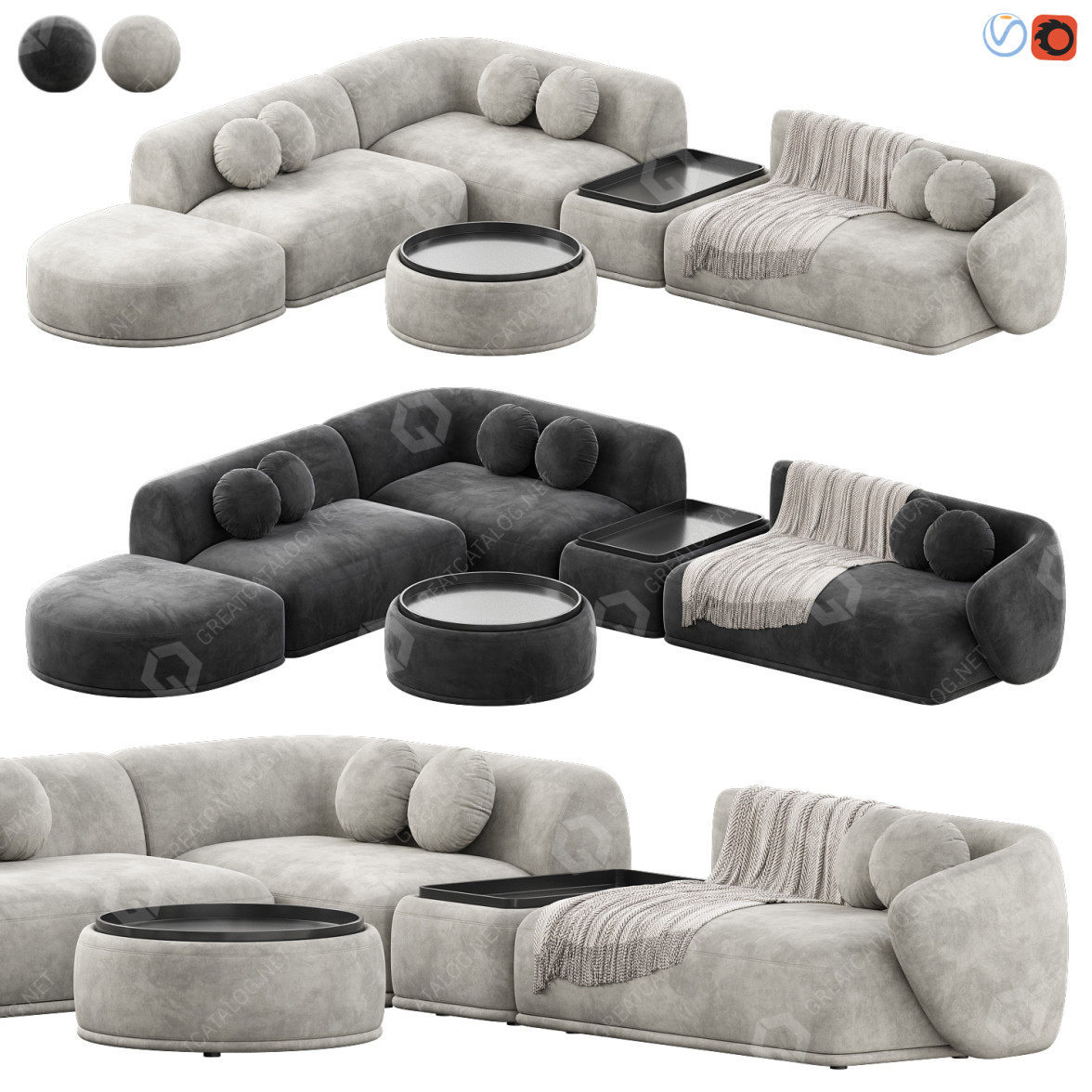 Sofa Meridiani Rene 3D model - GreatCatalog 30219