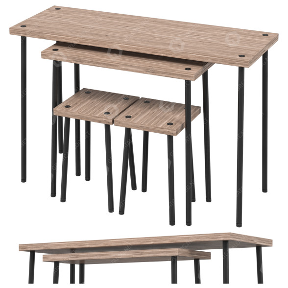Desk and Stools IKEA Fridnas Modular Set of 4 3D model - GreatCatalog 30310