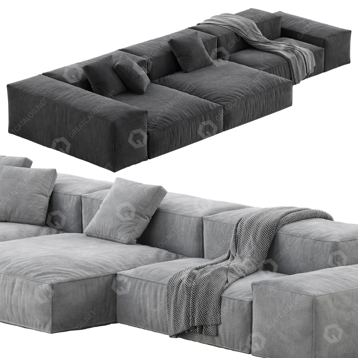 Sofa Living Divani Extrasoft Set 2 3D model・Download 3D models