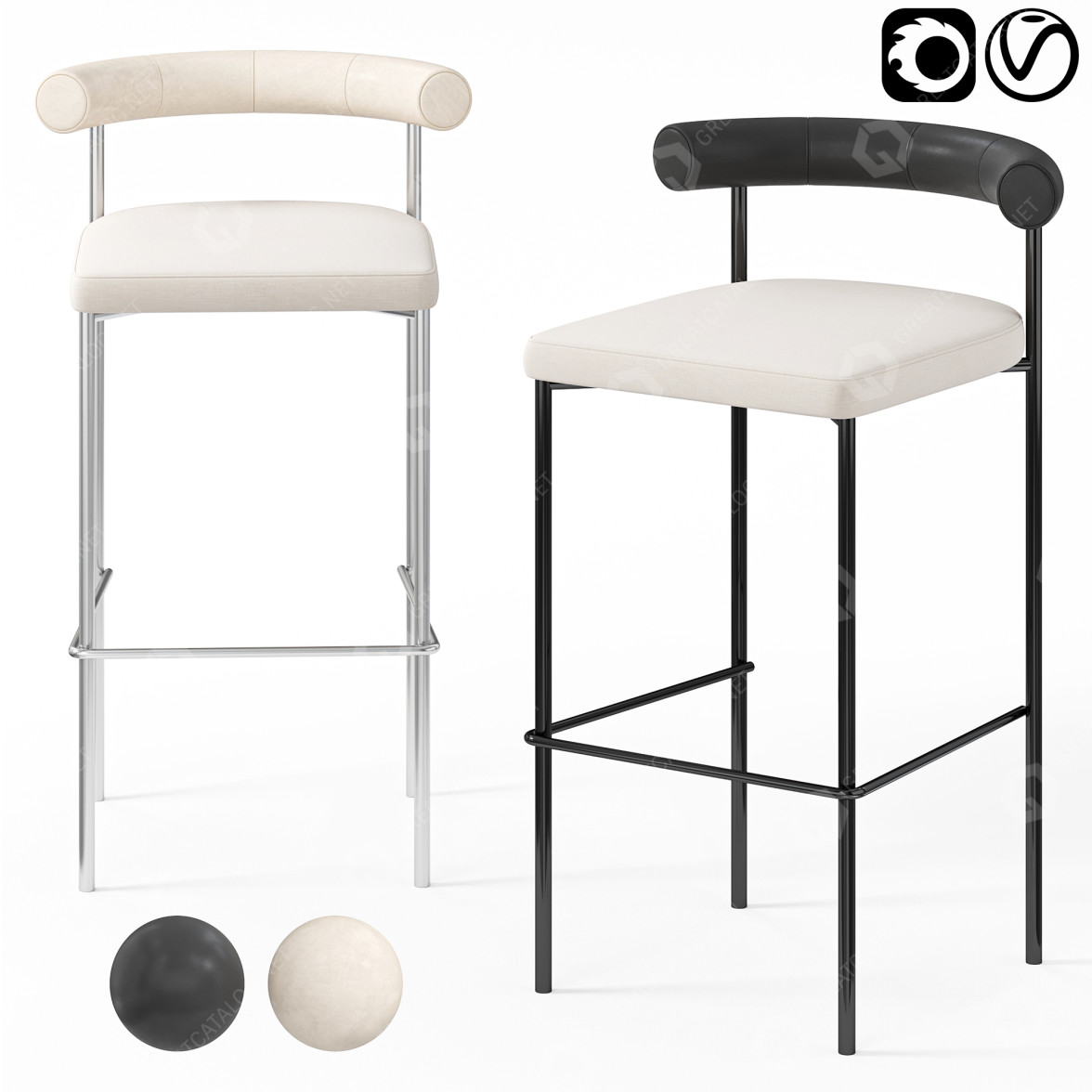 Bar Stool Resident Kashmir by Simon James 3D model - GreatCatalog 30740