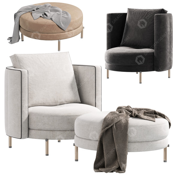 Armchair and Ottoman Minotti Torii 3D model - GreatCatalog 30811