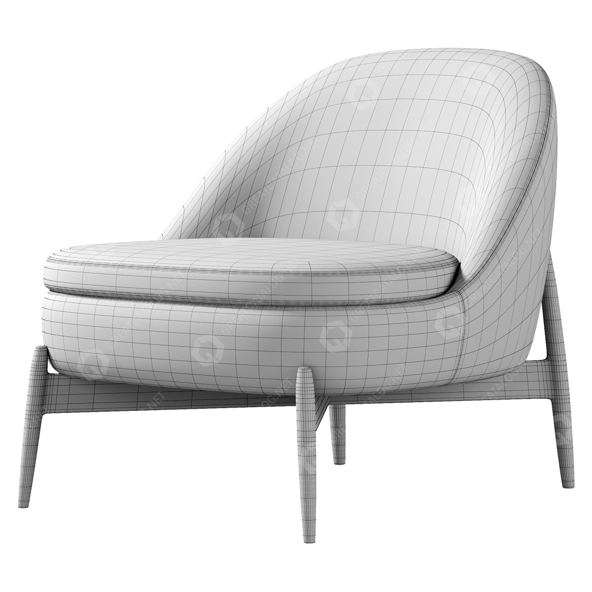 Armchair Minotti Sendai 3D model - GreatCatalog 30881