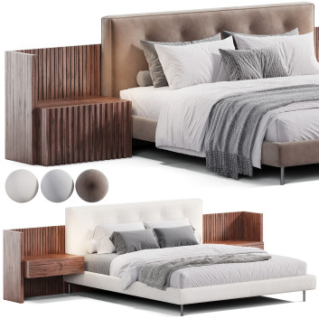 Bed and Bedside Tables Minotti Horizonte 3D model