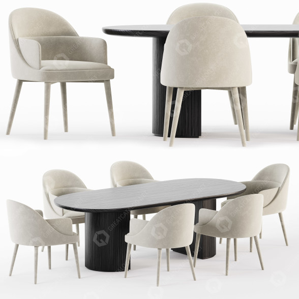 Table and Chairs Dallas Set 3D model - GreatCatalog 32237