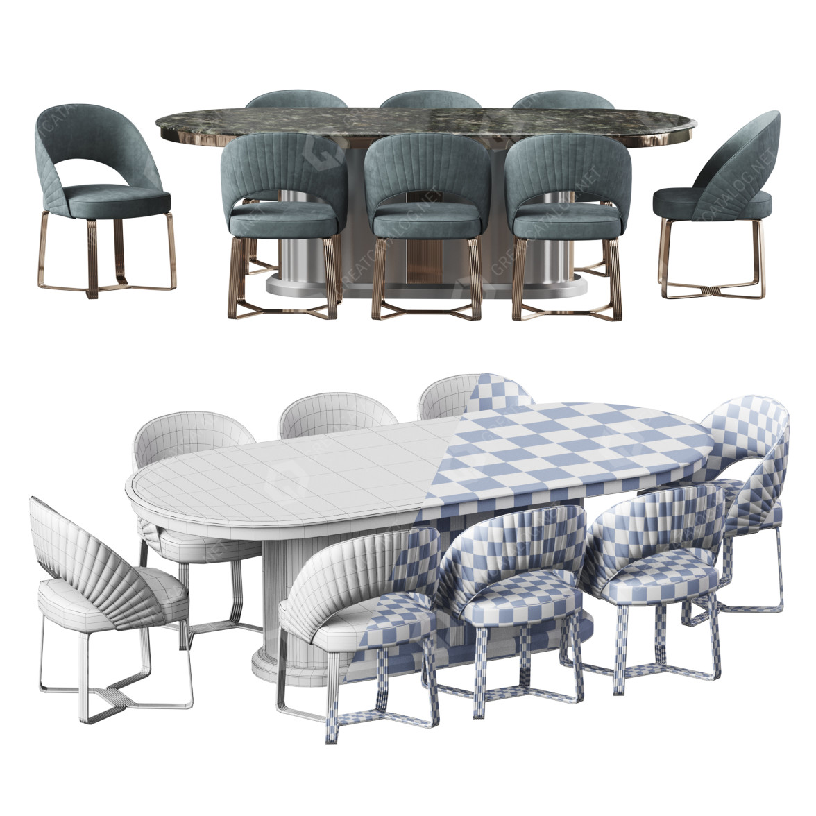 Table and Chairs Elve Luxury Etra 3D model - GreatCatalog 33399