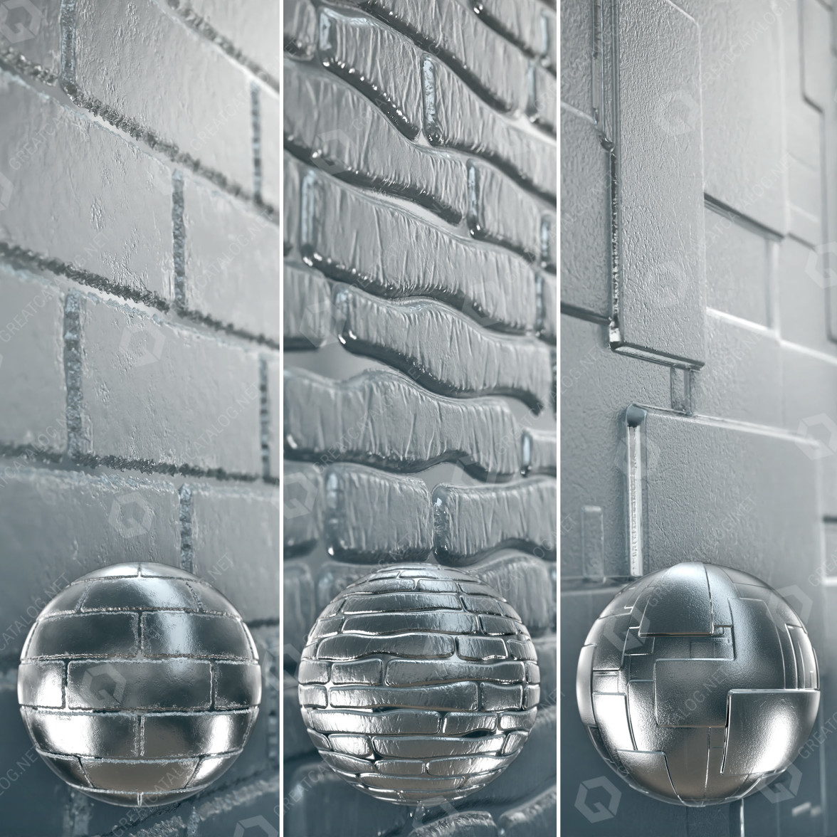 Glass 4K Materials V2-5 - 3 Materials 3D model - GreatCatalog 33675