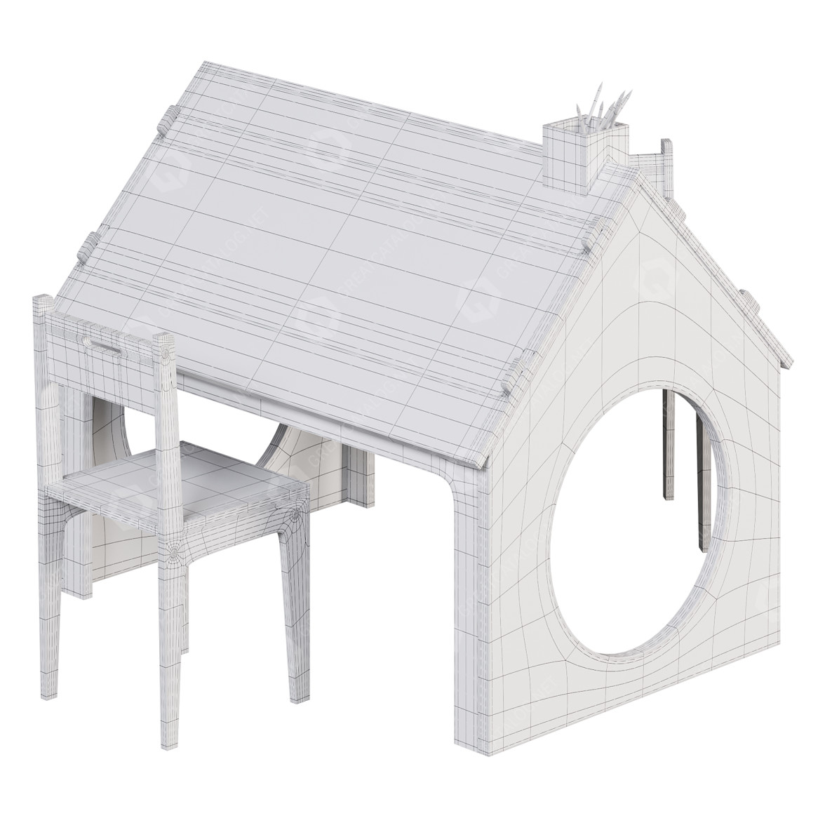 Art Table and Chairs Playhouse & Benji 2 Set 3D model - GreatCatalog 33907