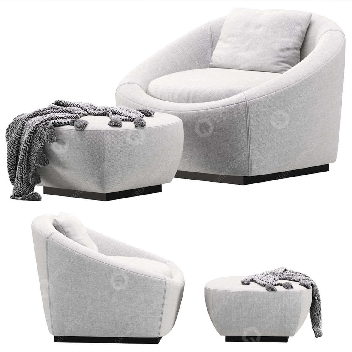 Armchair and Ottoman Minotti Capri Base 3D model - GreatCatalog 35861