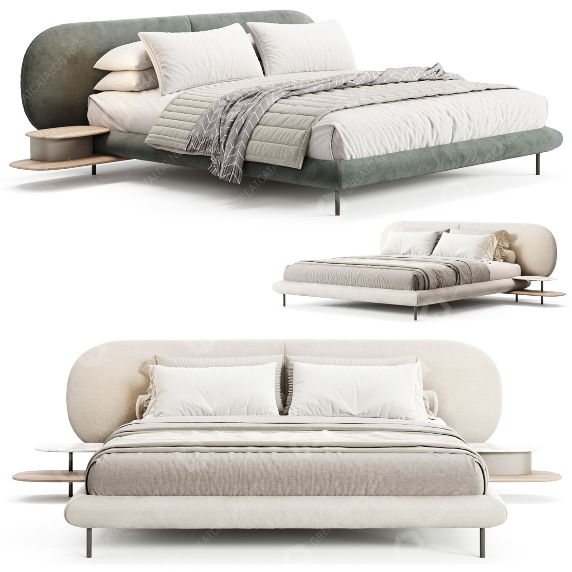 Bed and Bedside Tables Diotti Caleb 3D model - GreatCatalog 36148