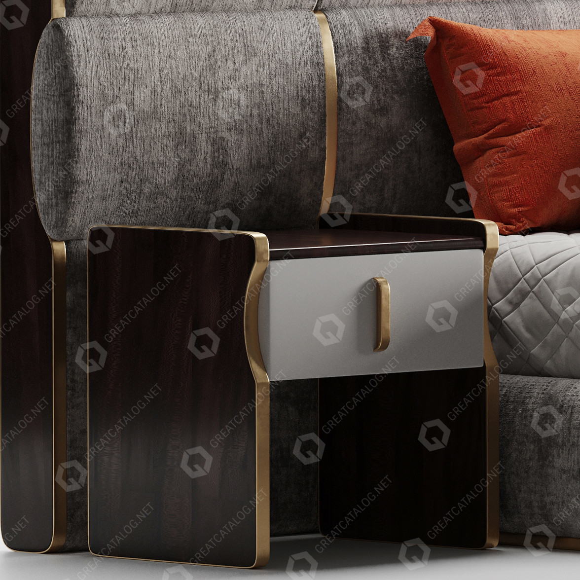 Bed and Bedside Tables Capital Trilogy XL 3D model - GreatCatalog 36162