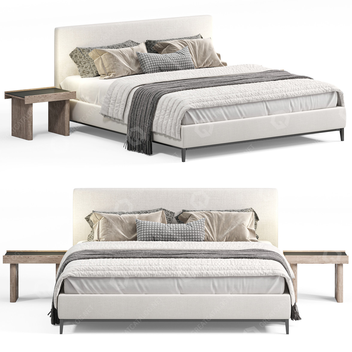 Beds and Bedside Tables Minotti Andersen 3D model - GreatCatalog 36291