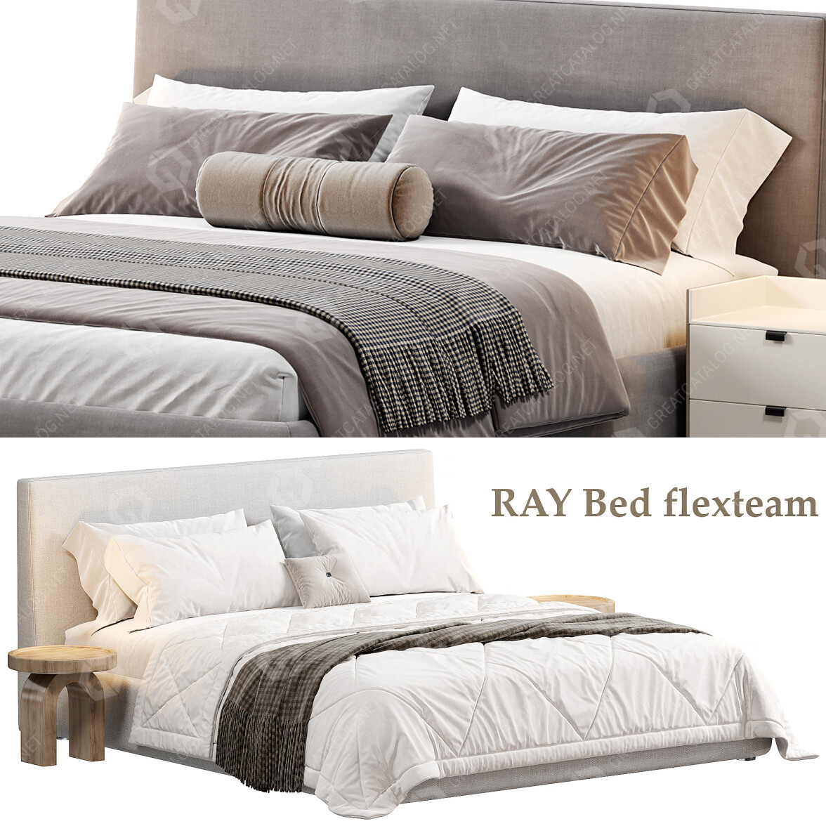 Bed and Bedside Tables Flexteam Ray 3D model - GreatCatalog 36958