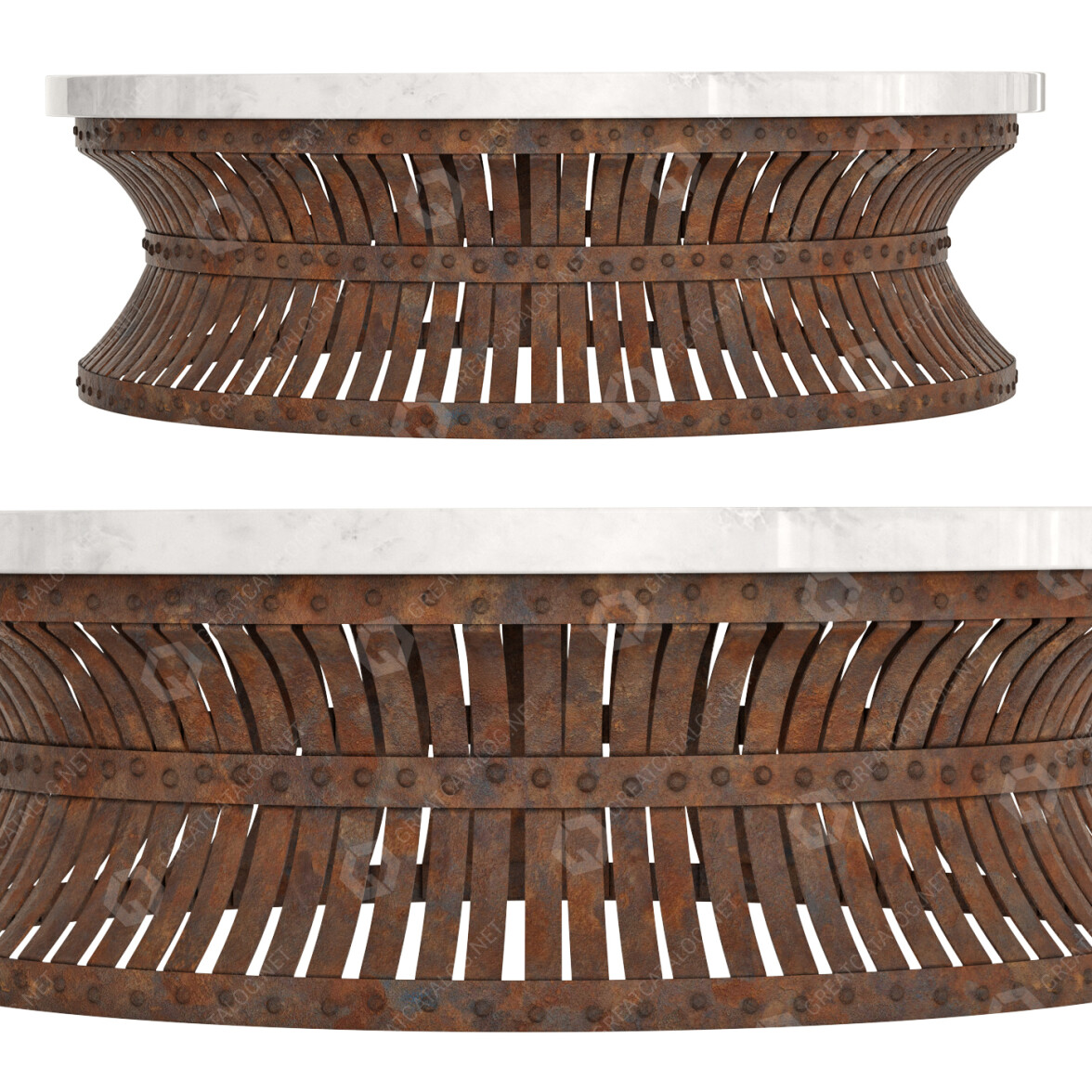 Coffee Table White Marble & Iron Hourglass by MIX 3D model ...