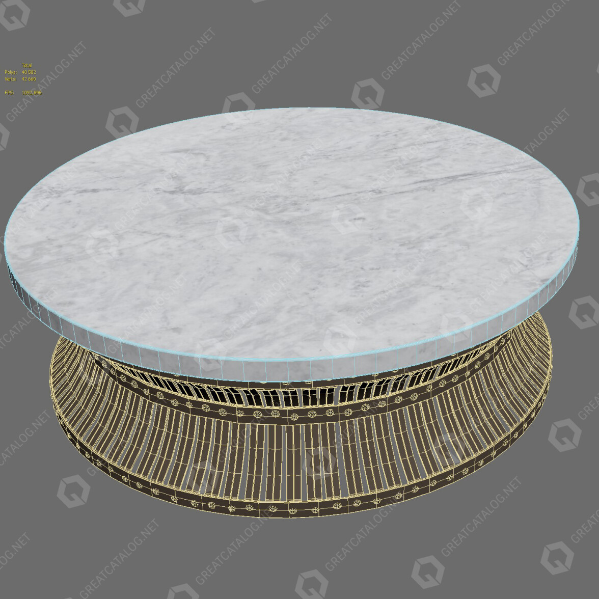 Coffee Table White Marble & Iron Hourglass by MIX 3D model ...