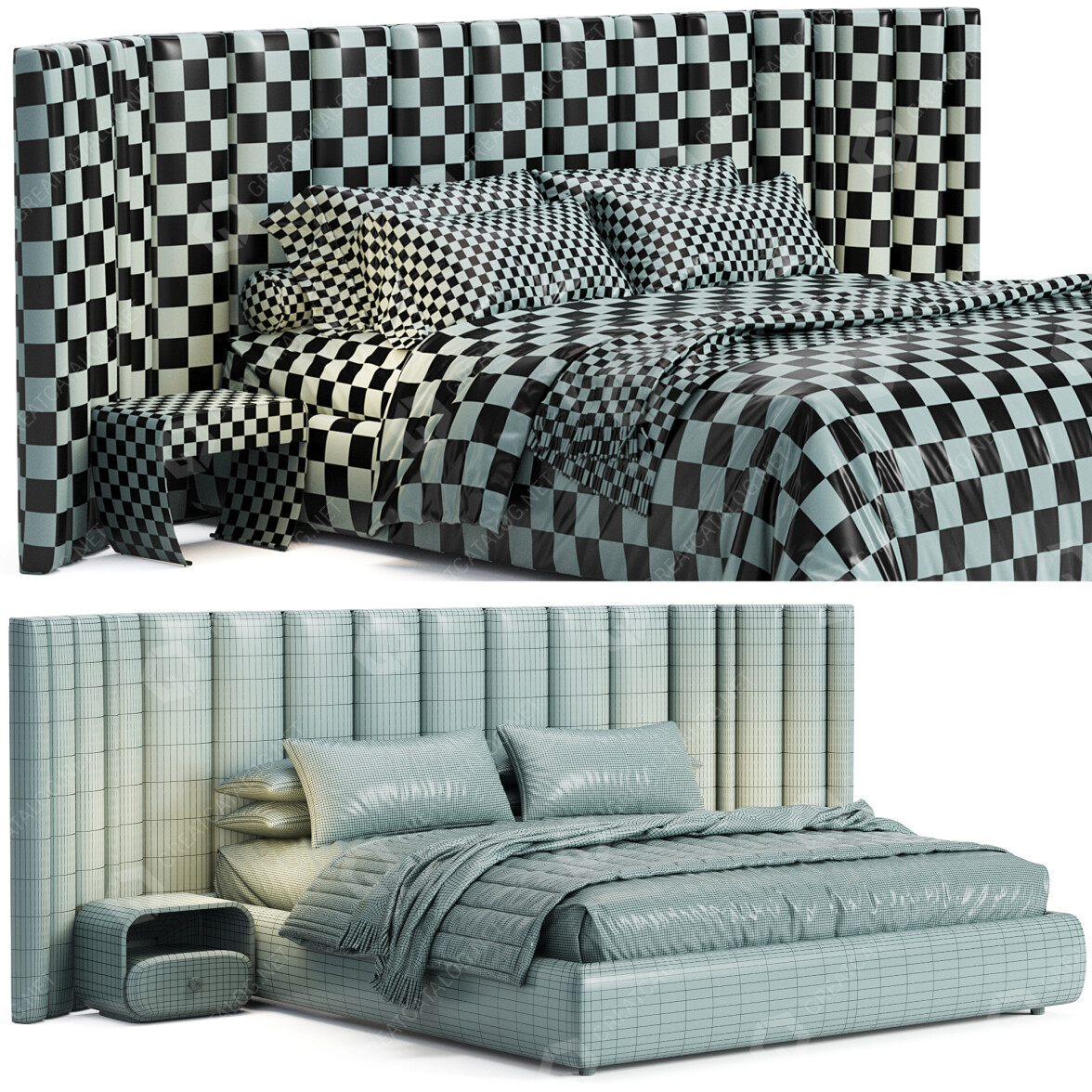 Bed and Bedside Tables Gallotti&Radice Yuki 3D model - GreatCatalog 37168