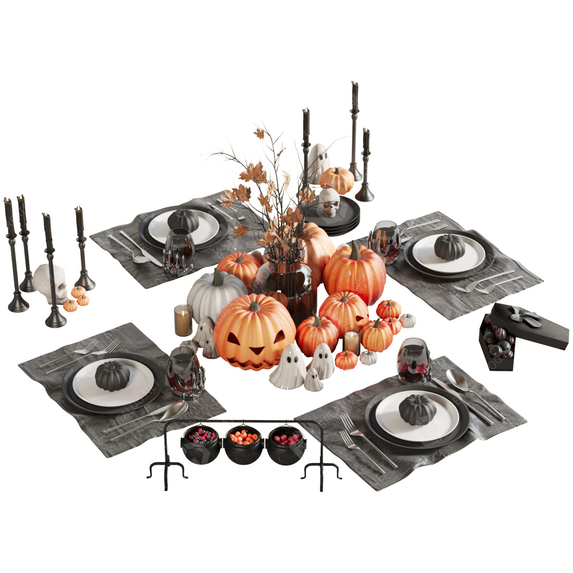 Tableware Halloween Set 3D model - GreatCatalog 37321