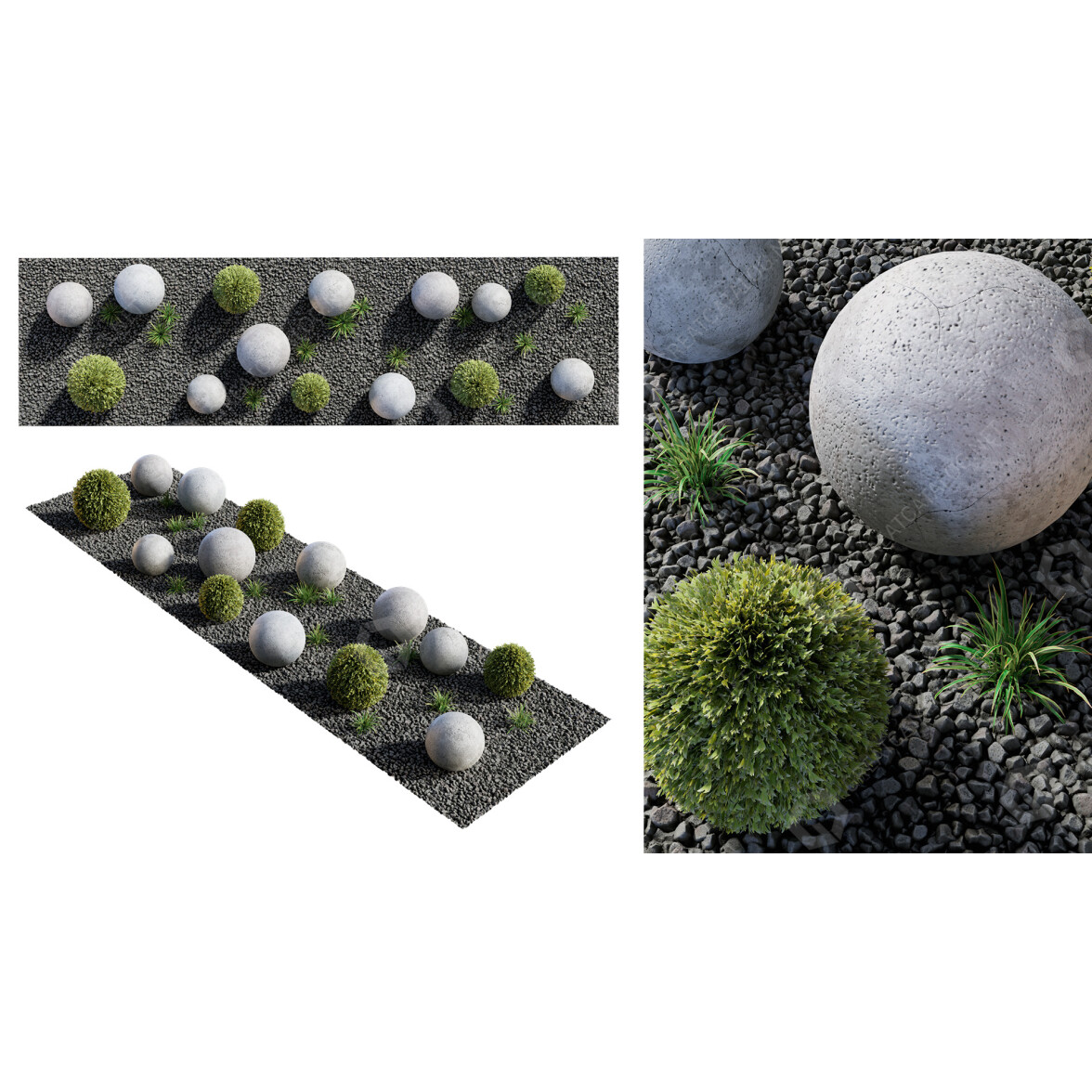 Bushes Modern Courtyard 04 PBR 4K Midpoly 3D model