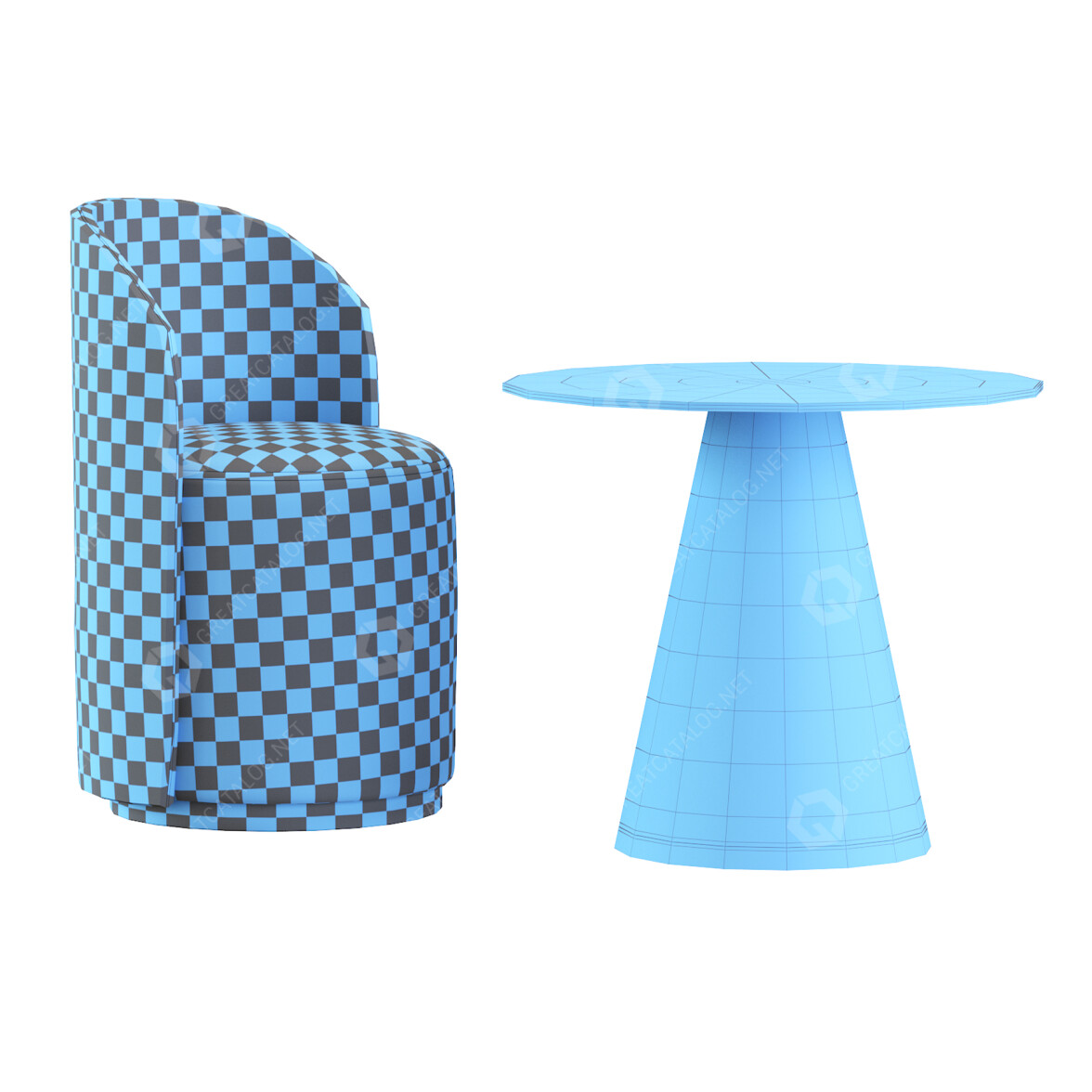 Table and Chairs Litfad Leather Accent Arms Included Side with Legs 3D ...