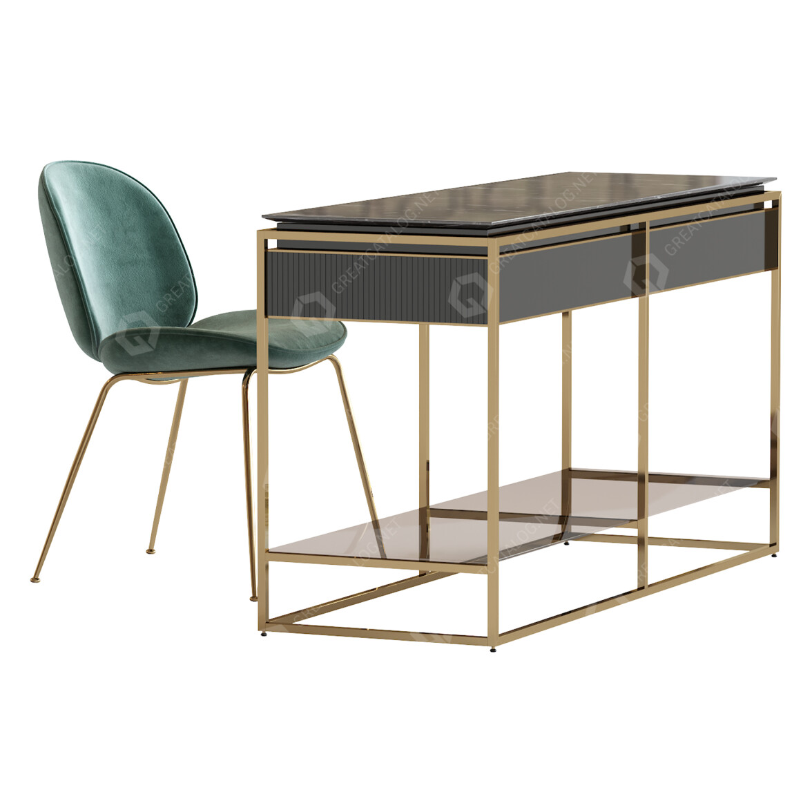 Console Table and Chair Visionnaire Banner and Beetle 3D model