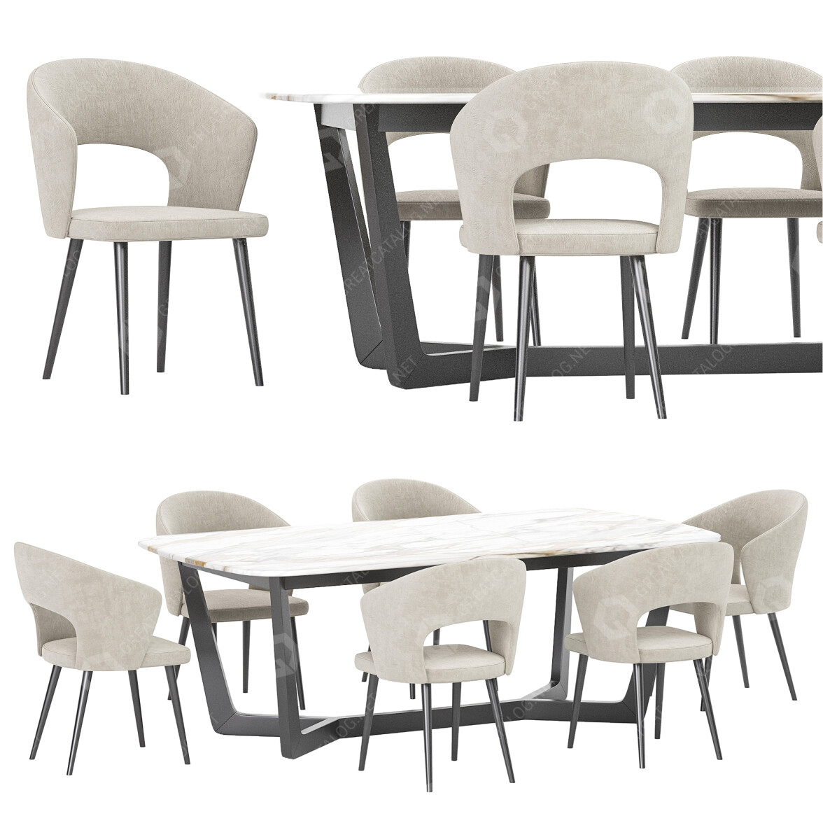 Table and Chairs Rove Concepts Dining Set 72 3D model - GreatCatalog 38101