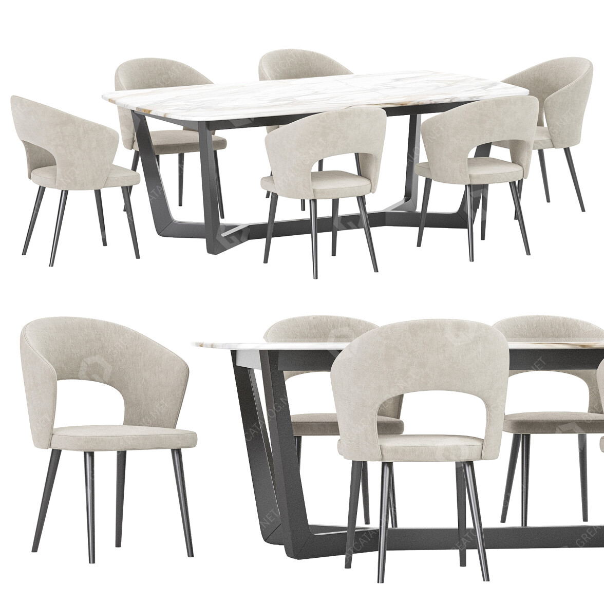 Mesa y sillas Rove Concepts Dining Set 72 Modelo 3D - GreatCatalog 38101
