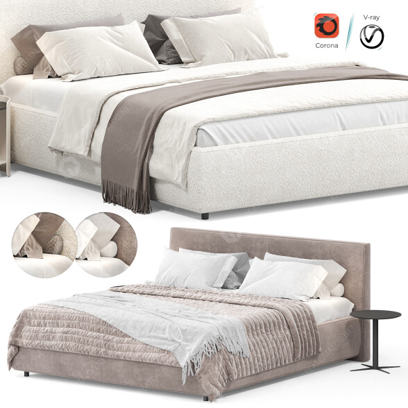 Bed and Bedside Tables Flexteam Ray 3D model - GreatCatalog 38122