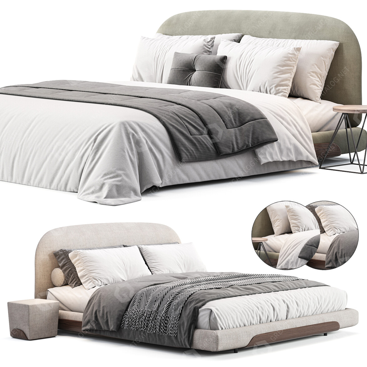 Bed and Bedside Tables Bonaldo Olos 3D model - GreatCatalog 38405