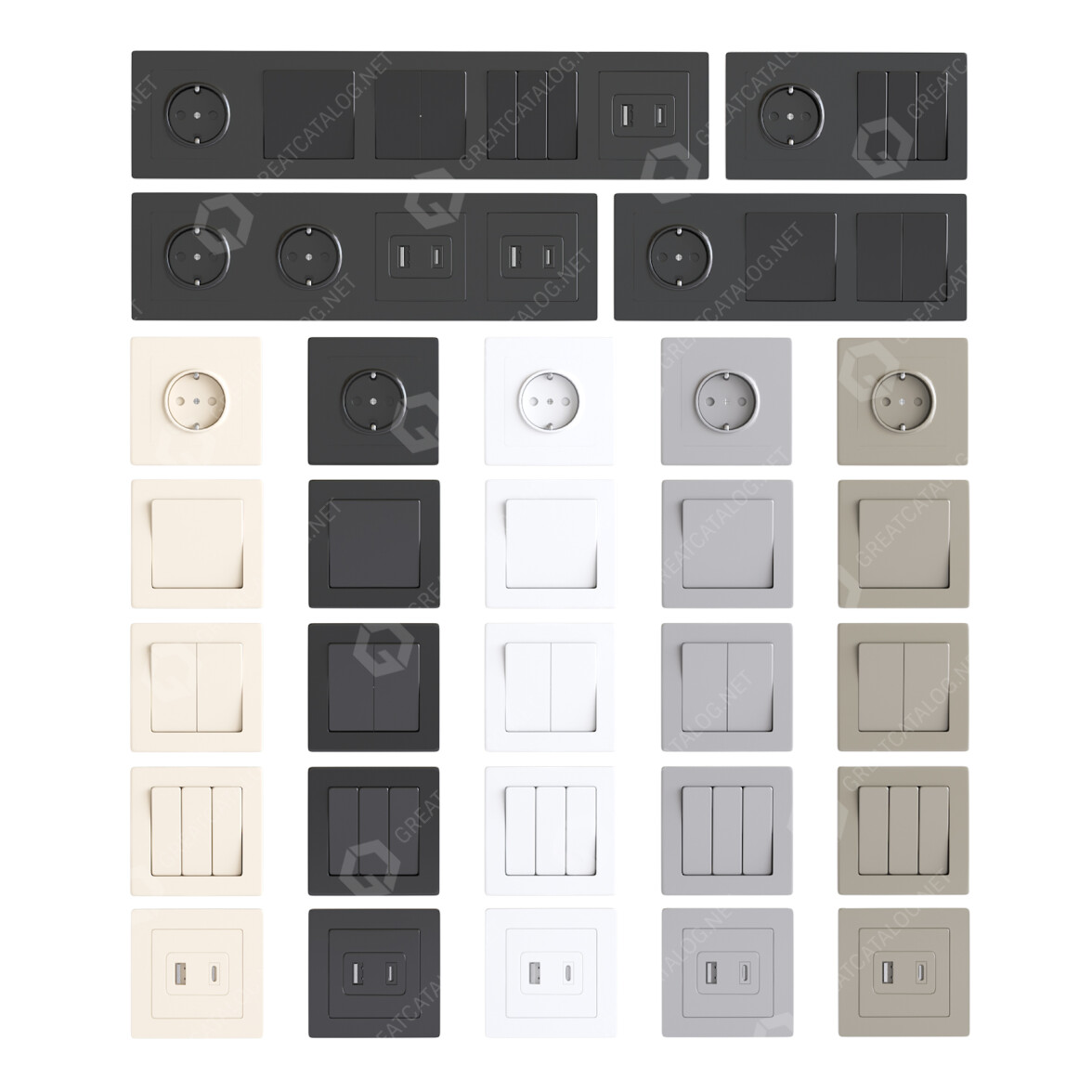 Sockets and Switches Sockets & Switches 5 Colors 3D model ...