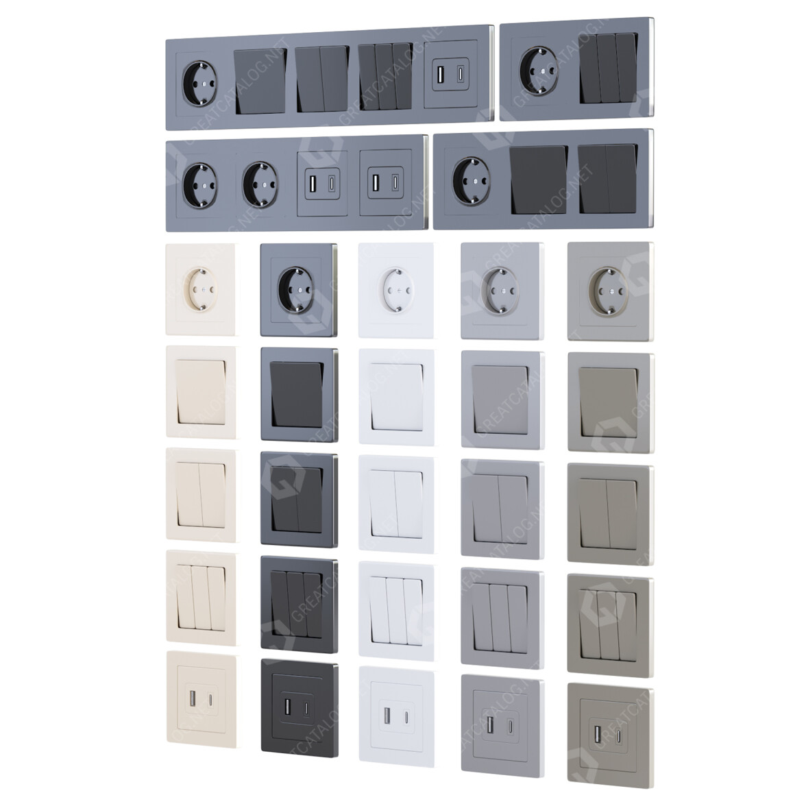 Sockets and Switches Sockets & Switches 5 Colors 3D model ...