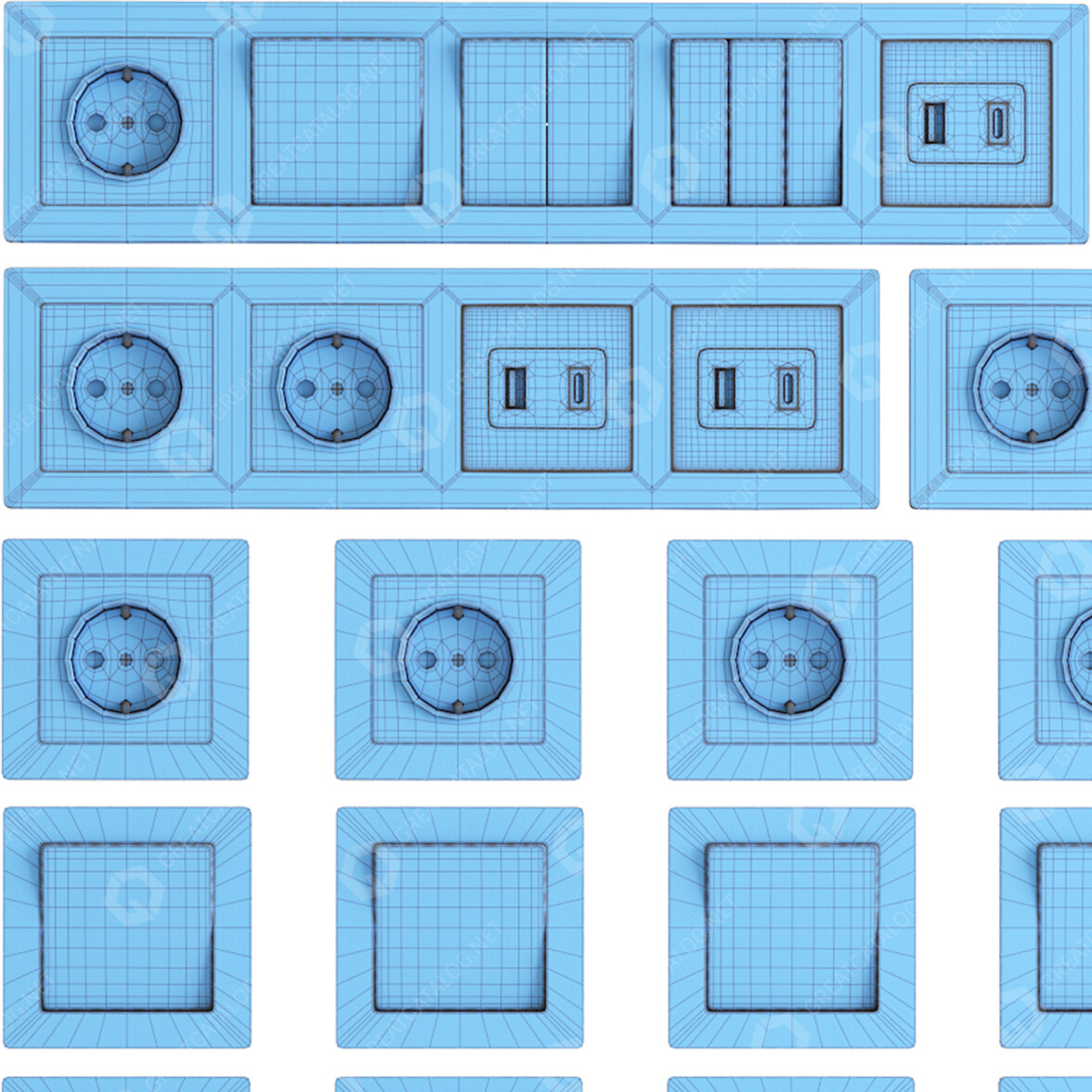 Sockets and Switches Sockets & Switches 5 Colors 3D model ...