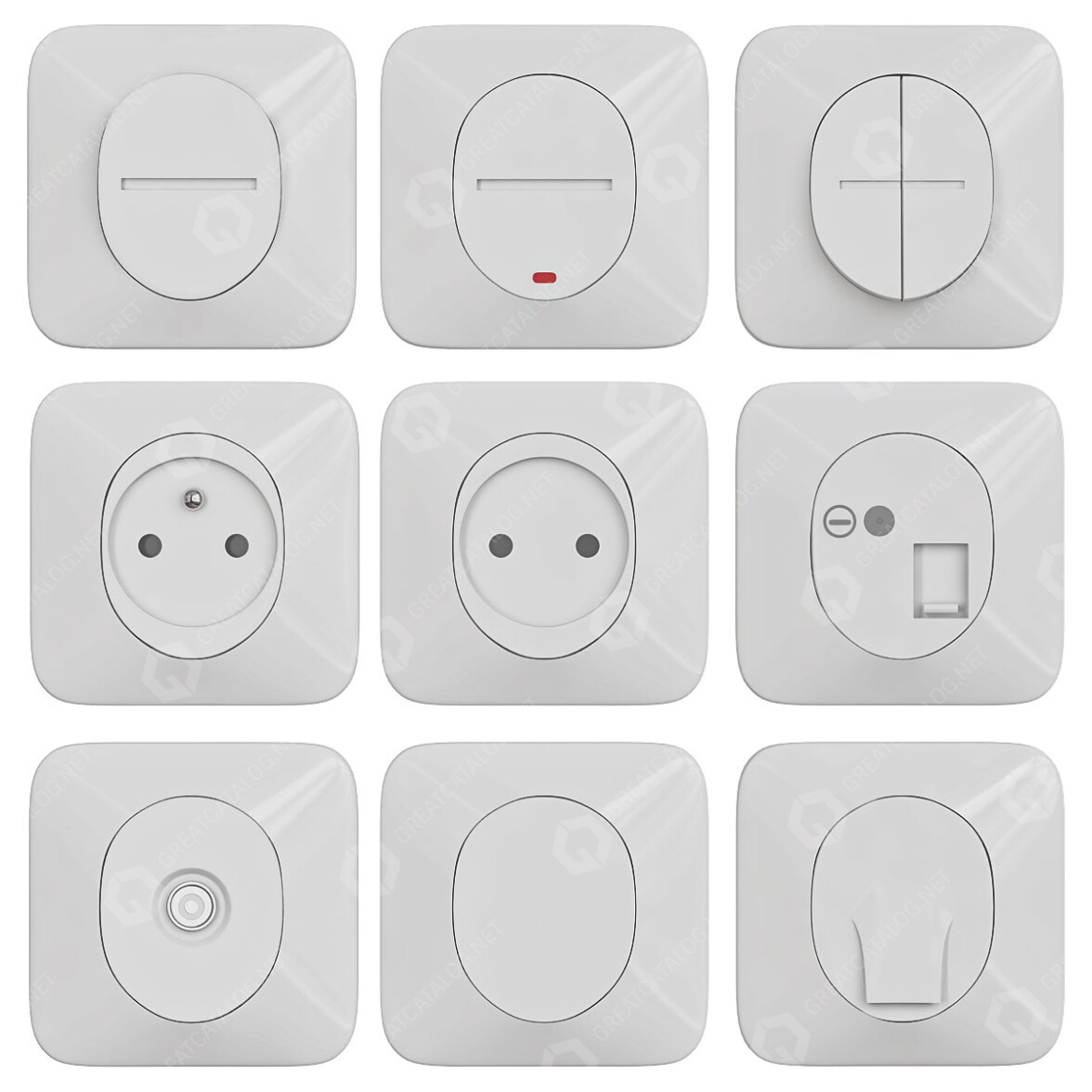 Switches and Sockets French Dual Control Wall Electrical Controller 3D ...