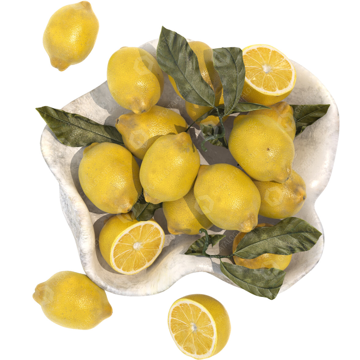 Fruit Bowl of Yellow Lemons 3D model・Download 3D models