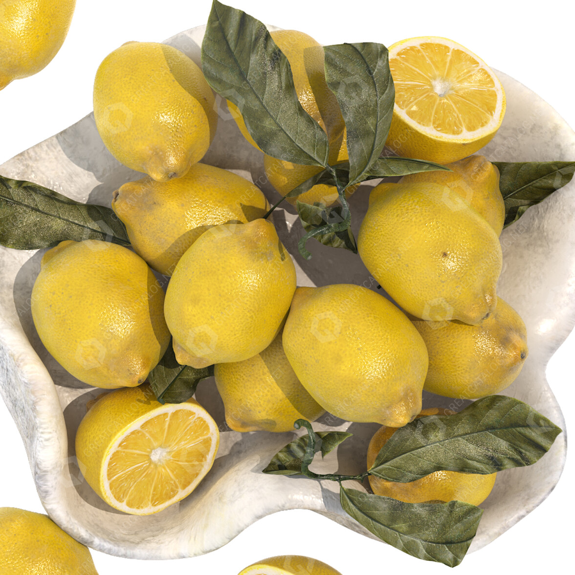 Fruit Bowl of Yellow Lemons 3D model・Download 3D models