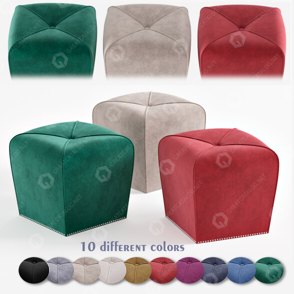 Pouf Aalten Button-Tufted Dutch Velvet 3D model - GreatCatalog 39734