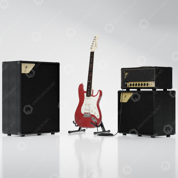 Musical Instrument Guitar Set 3D model - GreatCatalog 3402
