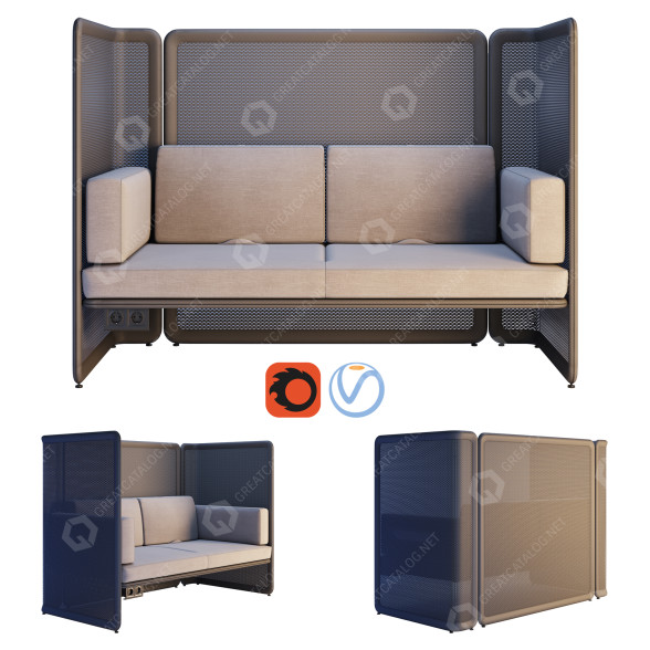 Sofas Coalesse Lagunitas Lounge System Two Seater Sofa 3D model ...