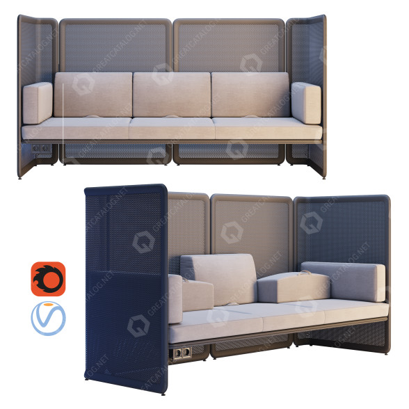 Sofas Coalesse Lagunitas Lounge System Three Seater Sofa 3D model ...