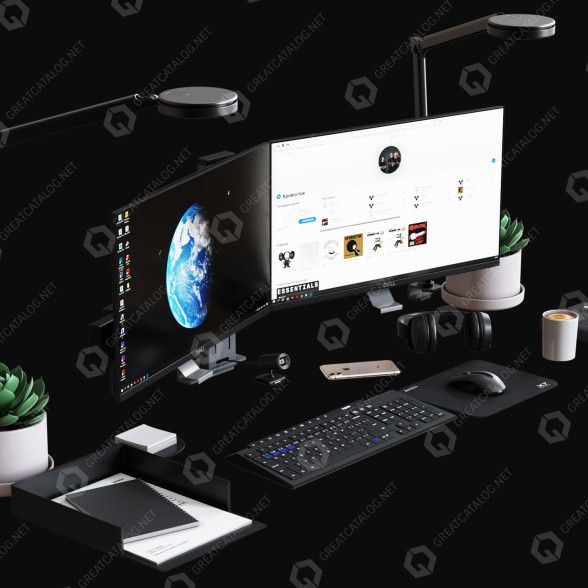 Computer and Decor Desktop Classic Office Edition 3D model #3625 ...
