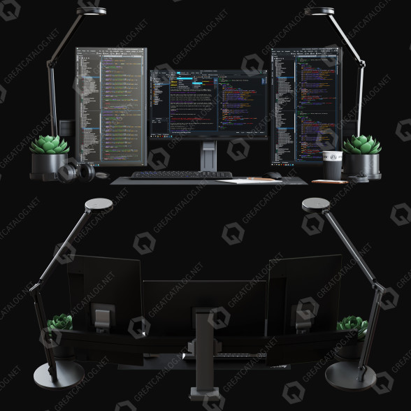 Computer and Decor Desktop IT Specialist Edition 3D model ...