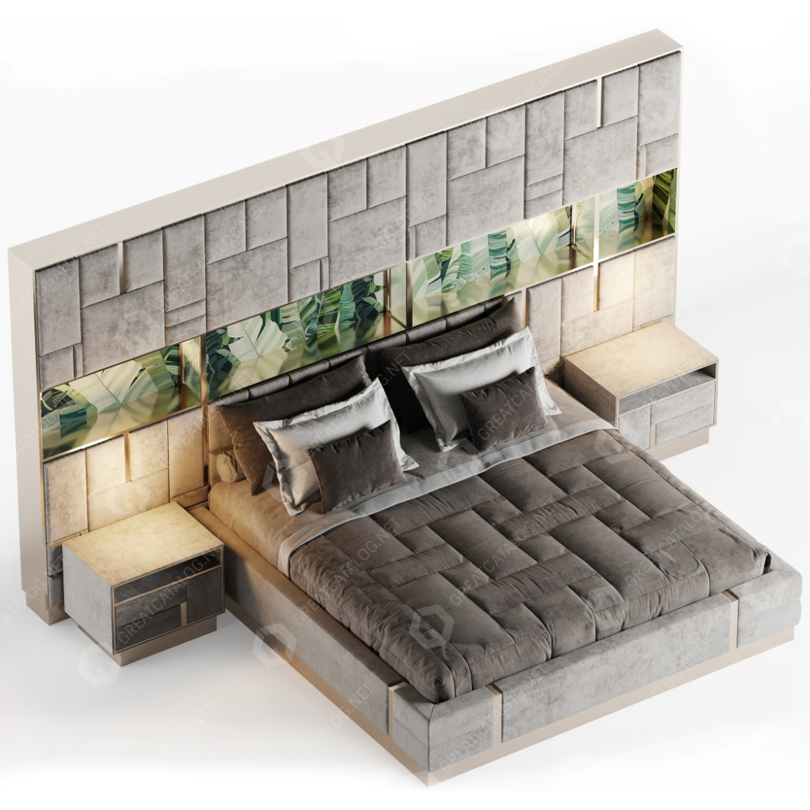 Bed and Bedside Tables Visionnaire Beloved Art 3D model - GreatCatalog 3773