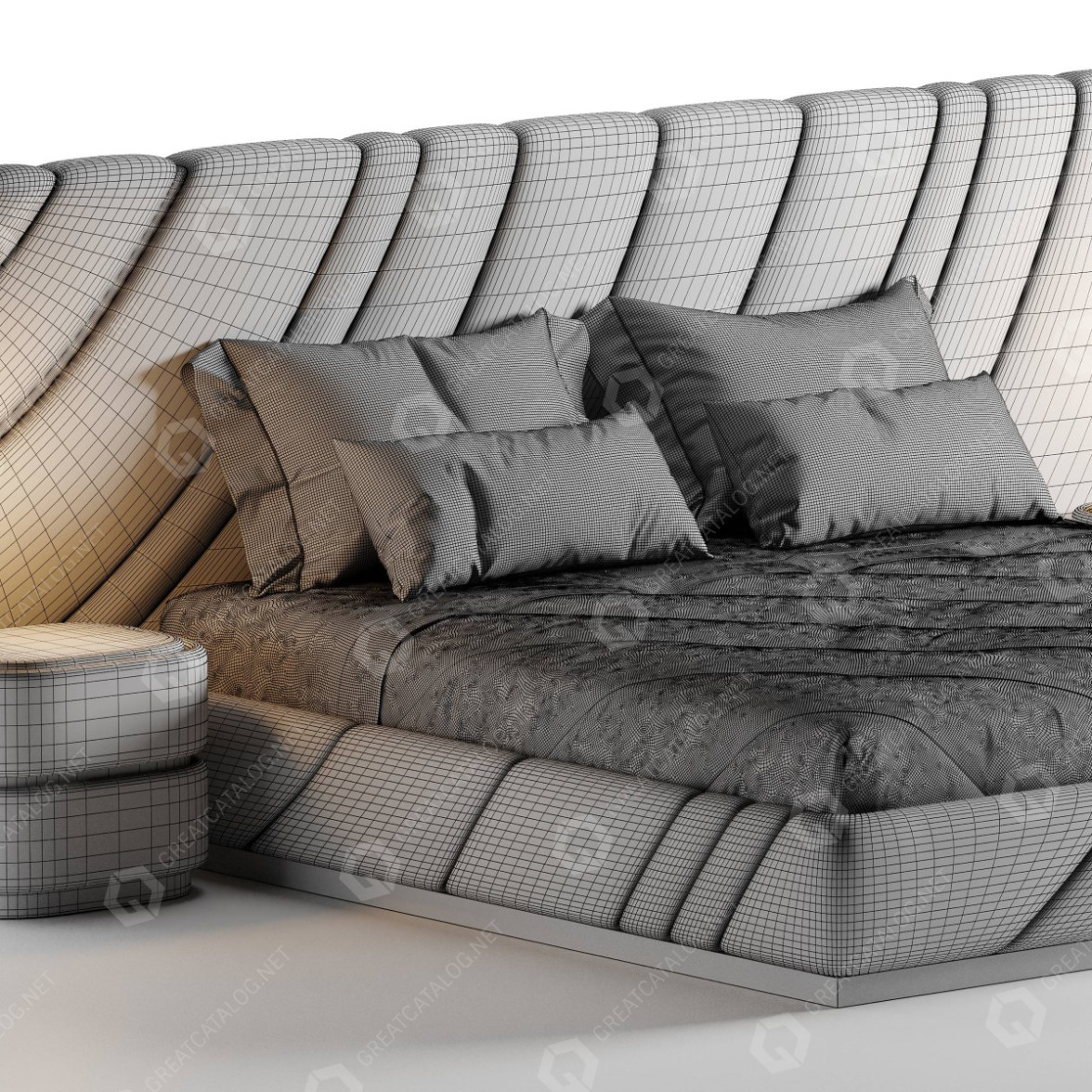 Bed and Bedside Tables Visionnaire Ultrasound 3D model - GreatCatalog 3819