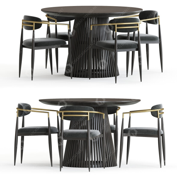 Table and Chairs Ginger & Jagger Round 3D model - GreatCatalog 40063