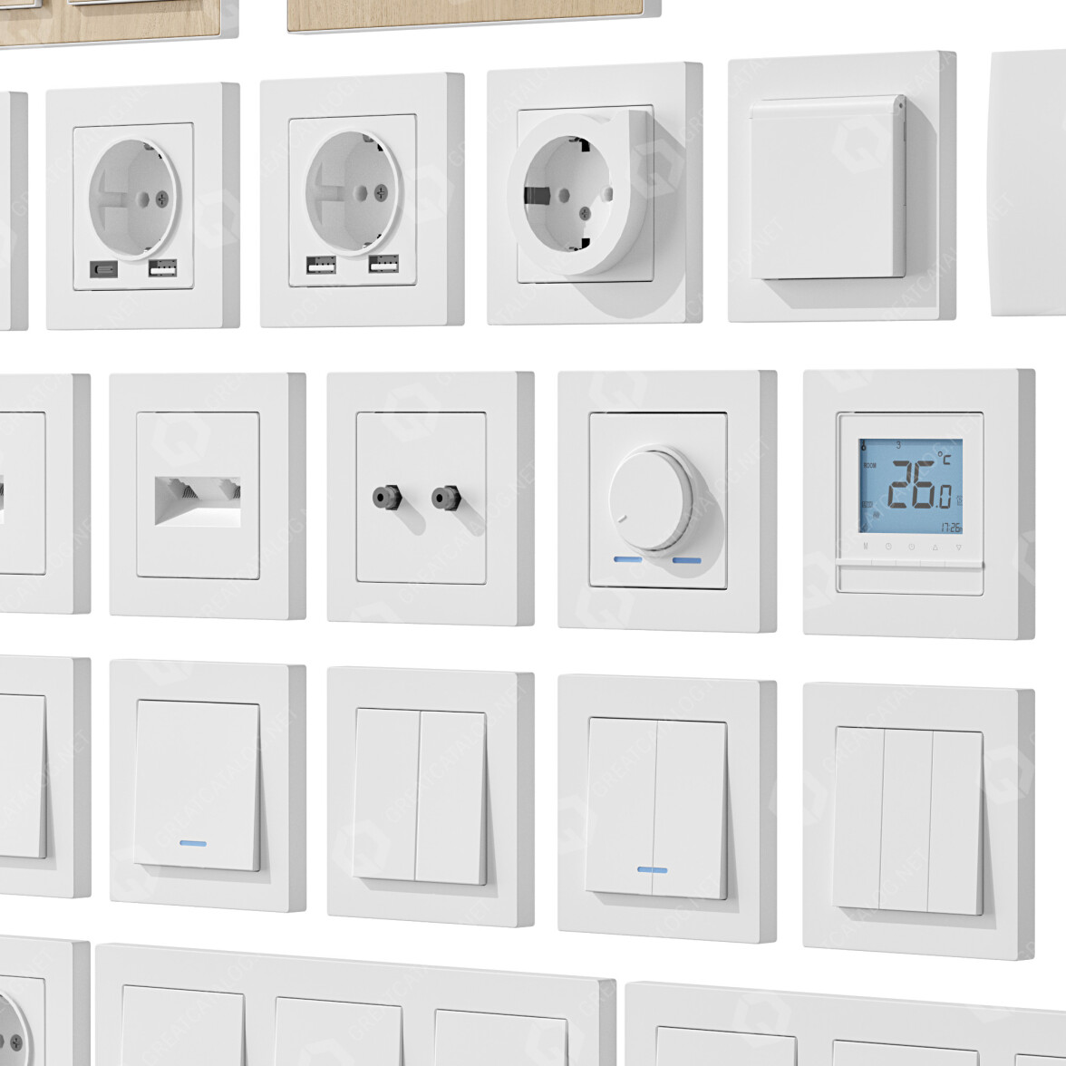 Sockets and Switches Schneider Electric Atlas Design 3D model - GreatCatalog 40281