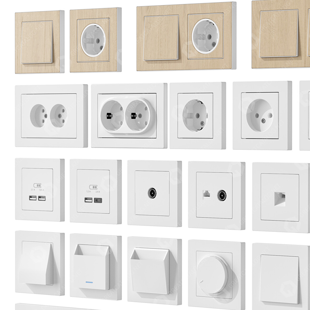 Sockets and Switches Schneider Electric Atlas Design 3D model - GreatCatalog 40281