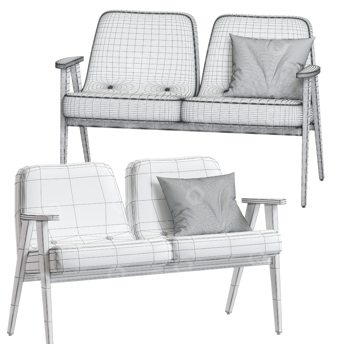 Sofa 366 Concept Jozef Chierowski 366 Two Seater 3D model - GreatCatalog 40509