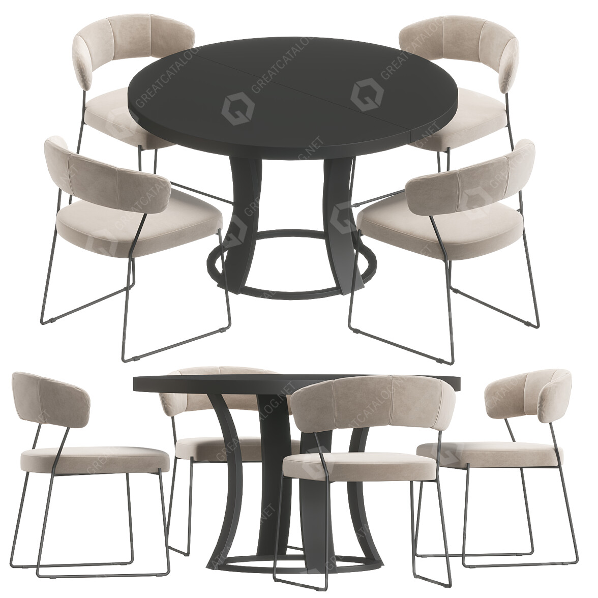 Table and Chairs Calligaris Quadrotta 3D model - GreatCatalog 40610