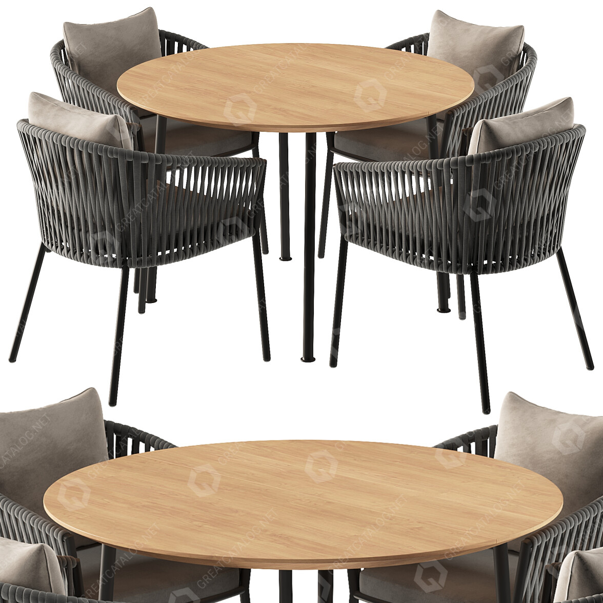 Table and Chairs Ethimo Porto and Agave 3D model - GreatCatalog 40766
