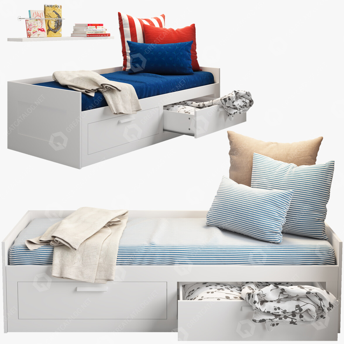 Bed IKEA Brimnes 2 3D model・Download 3D models・Great Catalog - GreatCatalog 41479