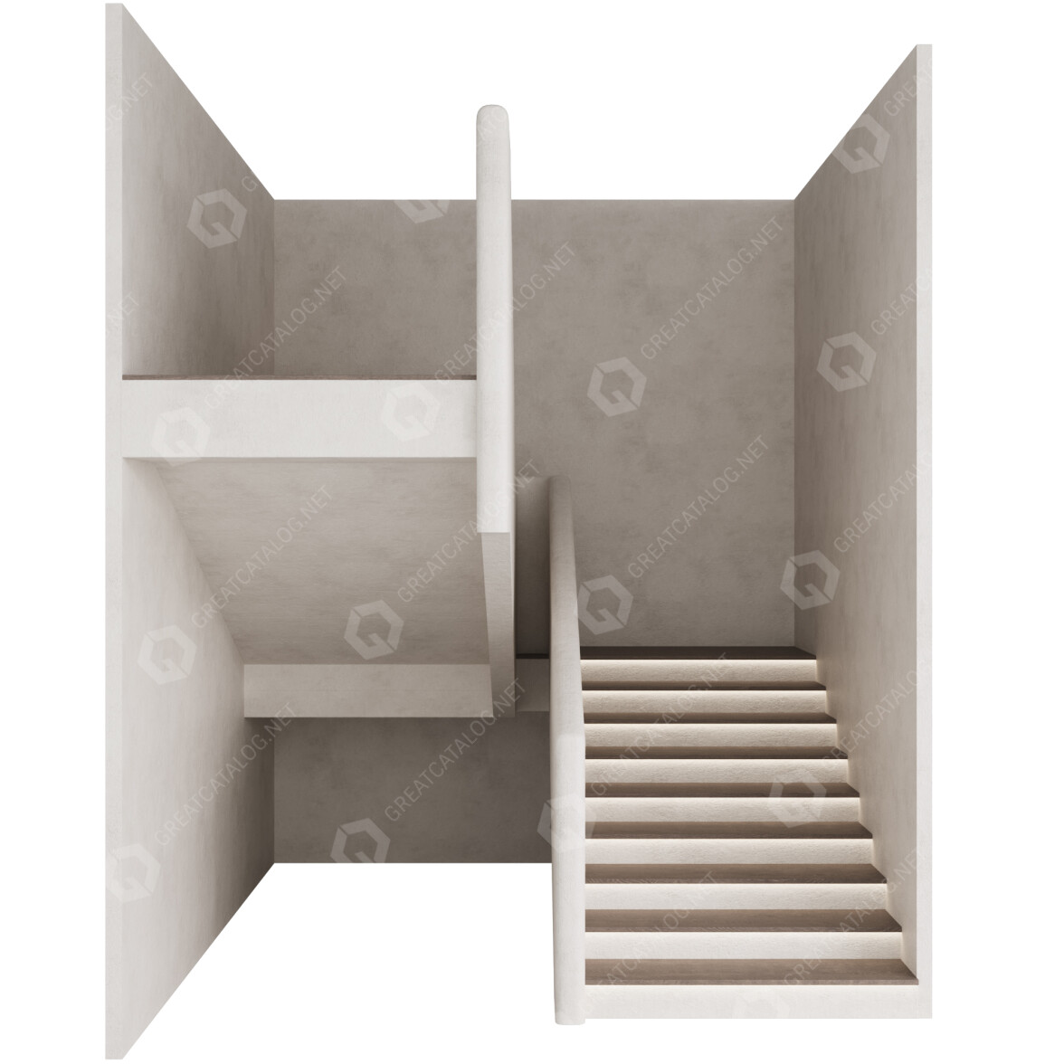 Staircase U-Shaped in a Modern Style 3D model - GreatCatalog 42140