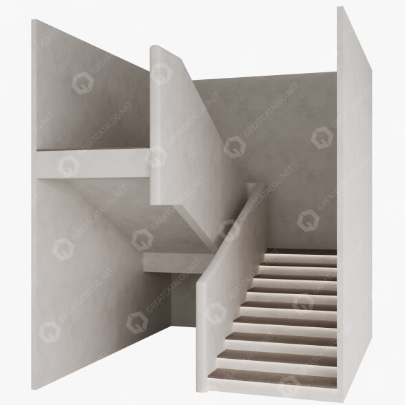 Staircase U-Shaped in a Modern Style 3D model - GreatCatalog 42140